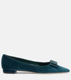 Manolo Blahnik Reador Velvet Ballet Flats - Blue