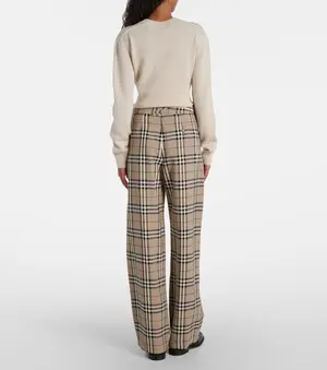 Burberry Belted Wide-leg Pants - Beige