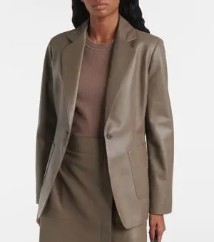 JOSEPH Leather Single-breasted Blazer