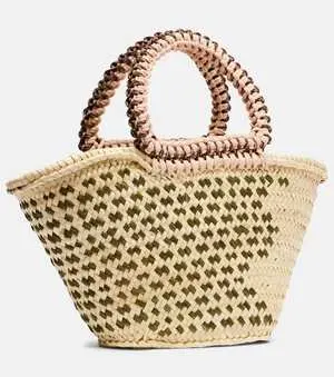 ALEMAIS Alémais Sage Embellished Raffia Tote Bag