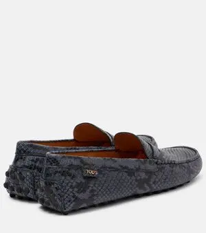 TOD'S Gommino Snake-effect Leather Driving Shoes - Blue