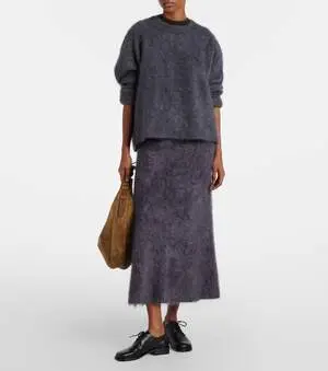 LISA YANG Asta Cashmere Midi Skirt - Grey