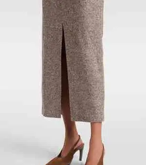 Brunello Cucinelli Wool And Silk-blend Midi Skirt