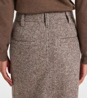 Brunello Cucinelli Wool And Silk-blend Midi Skirt