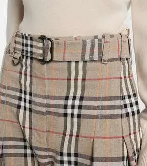 Burberry Check Belted Wide-leg Pants
