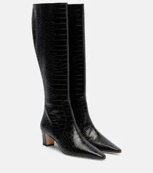 Manolo Blahnik Penelope Leather Knee-high Boots