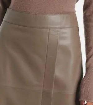 JOSEPH Leather Midi Skirt - Brown
