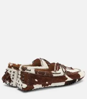 Le Monde Beryl Printed Calf Hair Driving Shoes - Brown