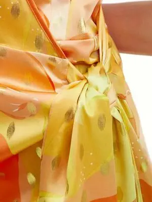 NEVER FULLY DRESSED Printed Cold-shoulder Midi Dress