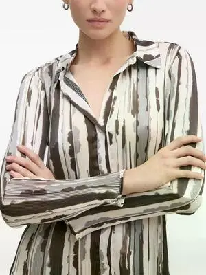 SANDRO FERRONE Pleated Abstract-print Blouse - White