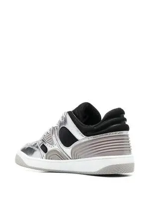 Gucci Basket Metallic-leather Sneakers - Grey