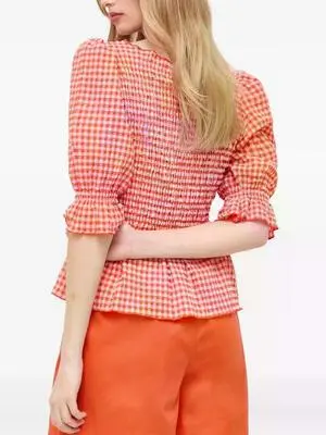 NOTES DU NORD Gingham Smocked Top