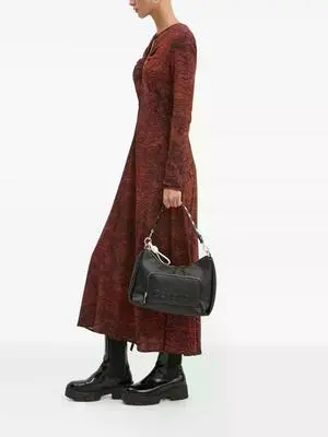 Desigual Wave-print Midi Day Dress With Keyhole Neckline