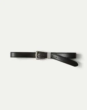 Veronica Beard Arch Leather Belt - Black/silver