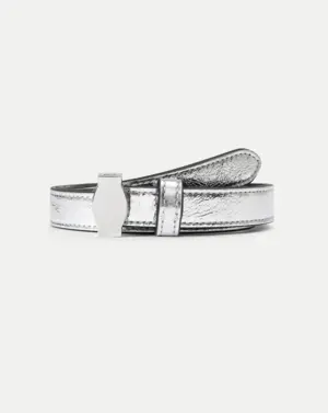 Veronica Beard Dash Leather Belt - Silver
