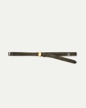 Veronica Beard Dash Croc-embossed Belt - Cypress
