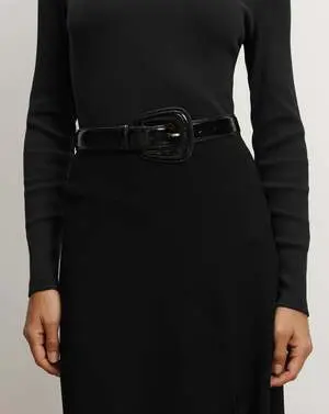 Veronica Beard Elsy Leather-buckle Belt - Black