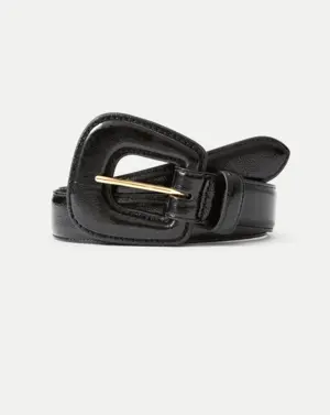 Veronica Beard Elsy Leather-buckle Belt - Black