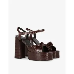 The Kooples Lizard-embossed Leather Platform Sandals