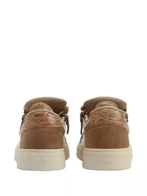 GIUSEPPE ZANOTTI Crocodile-effect Low-top Sneakers - Brown