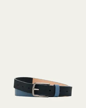 Giorgio Armani Suede And Leather Reversible Belt Solid Medium Blue