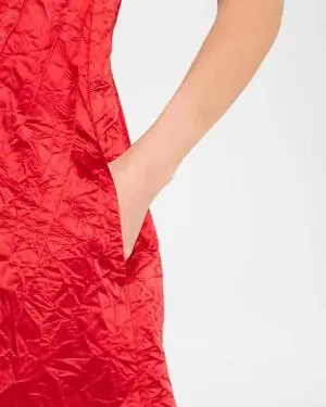 JASON WU Crushed Satin V-neck Mini Dress - Red