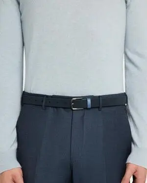 Giorgio Armani Suede And Leather Reversible Belt - Solid Medium Blue