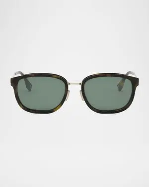 Fendi Metal Rectangle Sunglasses - Dark Havana Green