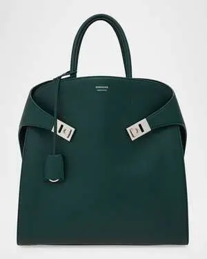 FERRAGAMO Hug Leather Tote Bag - Moss