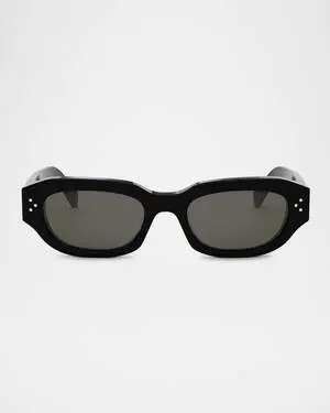 Celine Acetate Rectangle Sunglasses - Shiny Blacksmoke