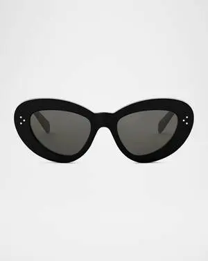 Celine 3 Dots Cat Eye Sunglasses - Shiny Black Smoke