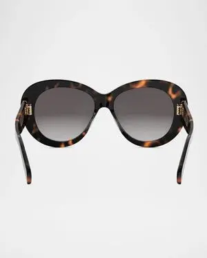 Celine Triomphe Oval Sunglasses - Dark Havana Gradient Brown