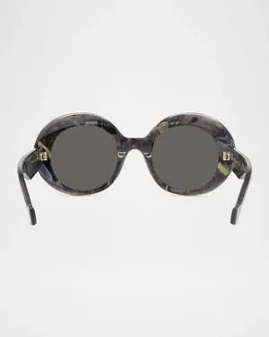 Loewe Oval Acetate Sunglasses With Anagram - Black/smoke