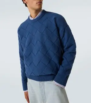 Bottega Veneta Intreccio Wool-blend Sweater - Blue