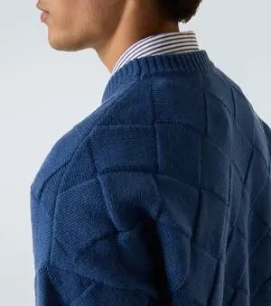 Bottega Veneta Intreccio Wool-blend Sweater - Blue
