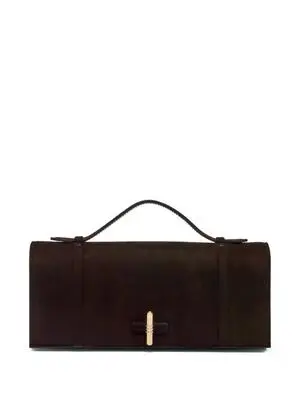 MALONE SOULIERS Suede Clutch With Top Handle - Brown