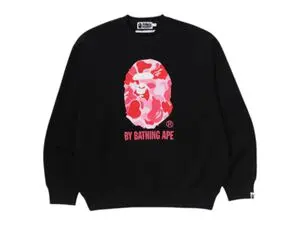 A BATHING APE Abc Camo Ape Head Relax Fit Crewneck Sweatshirt - Black
