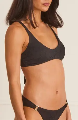 AQUA BLU AUSTRALIA Amelia V-neck Bikini Top - Black