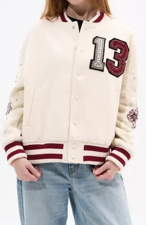 AZALEA WANG Crystal Logo Bomber Jacket