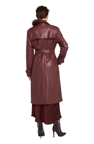 ELLE COLLECTION Faux Leather Trench Coat
