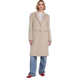 ELLE COLLECTION Tailored Melton Trench With Printed Lining Oat