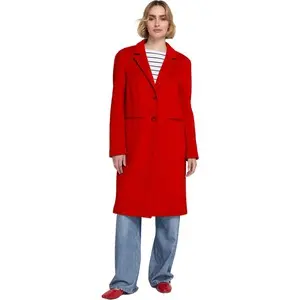 ELLE COLLECTION Tailored Melton Trench With Printed Lining - Red Amour