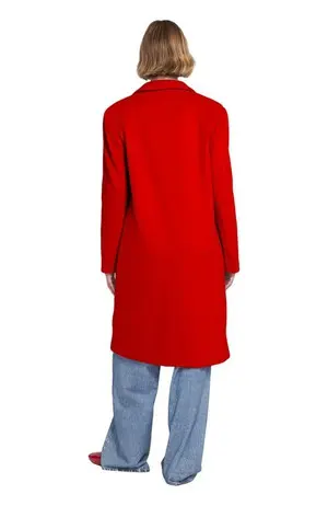 ELLE COLLECTION Tailored Melton Trench With Printed Lining - Red Amour