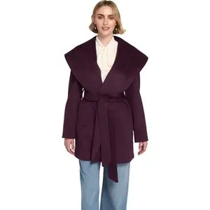ELLE COLLECTION Belted Melton Wrap Coat