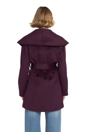 ELLE COLLECTION Belted Melton Wrap Coat