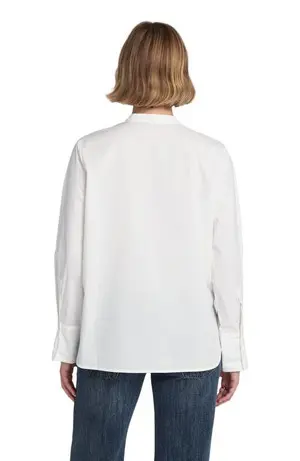 ELLE COLLECTION Beaded Bib Poplin Blouse
