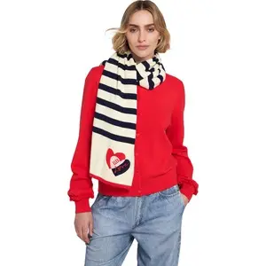 ELLE COLLECTION Striped Scarf - Cream/navy