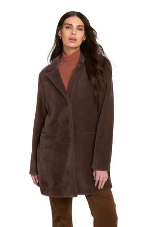 ELLE COLLECTION Fuzzy Knit Mid-length Coat