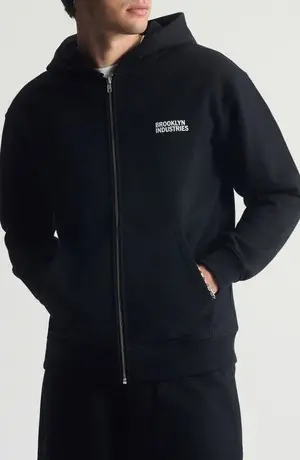 Brooklyn Industries Logo Cotton Zip Hoodie