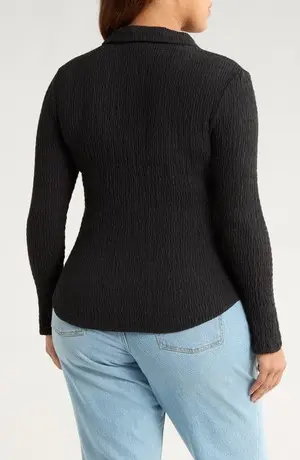 Sanctuary Textured Knit Long Sleeve Shirt